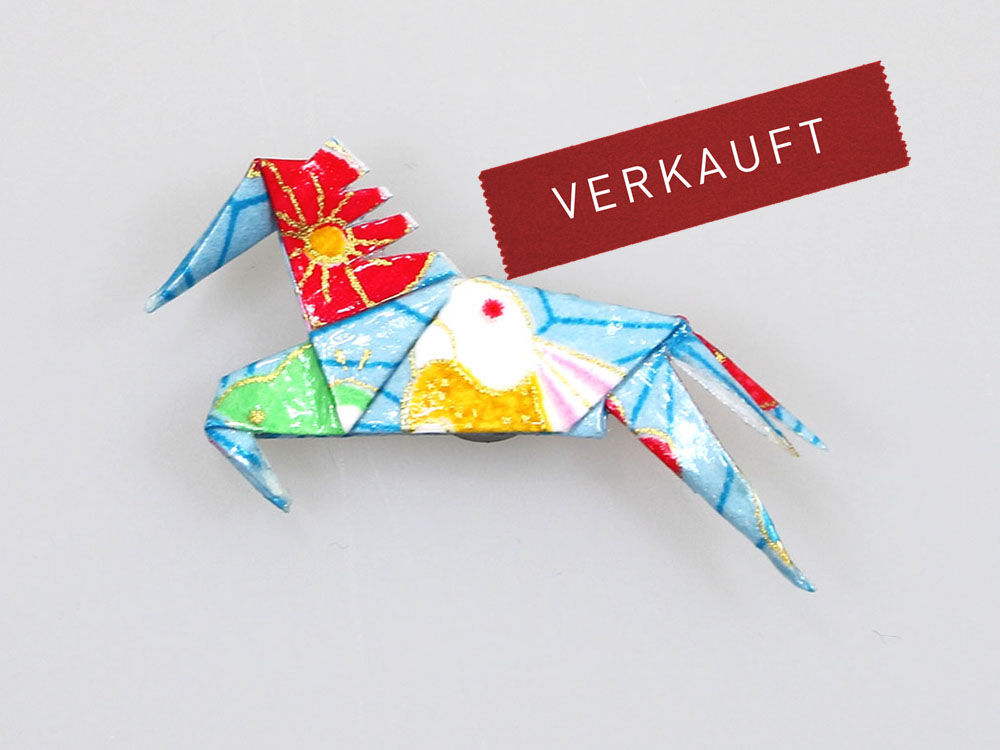 ORIGAMI-MAGNET SPRINGPFERD «SONNENMÄHNE» - Origami-Art.ch