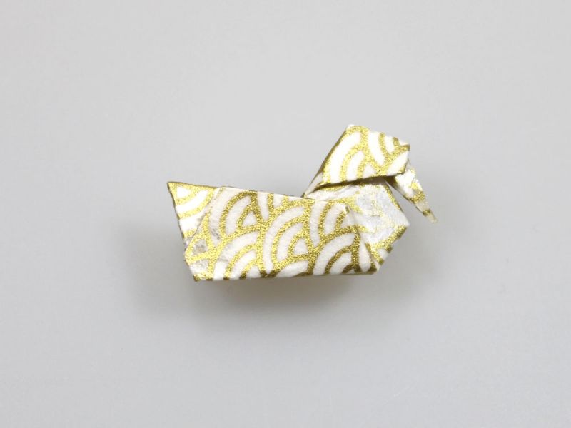 ORIGAMI-MAGNET Mandarinente «GOLDWELLE» - Origami-Art.ch